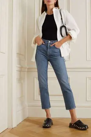 AGOLDE Riley Cropped High-rise Straight-leg Jeans