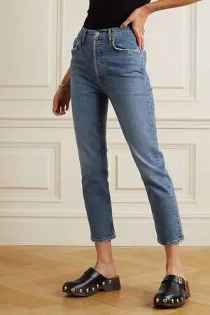 AGOLDE Riley Cropped High-rise Straight-leg Jeans